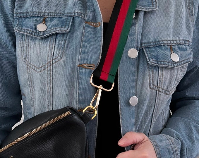 Guitar Strap for Purses | Embroidered Strap, Black Red Green ...