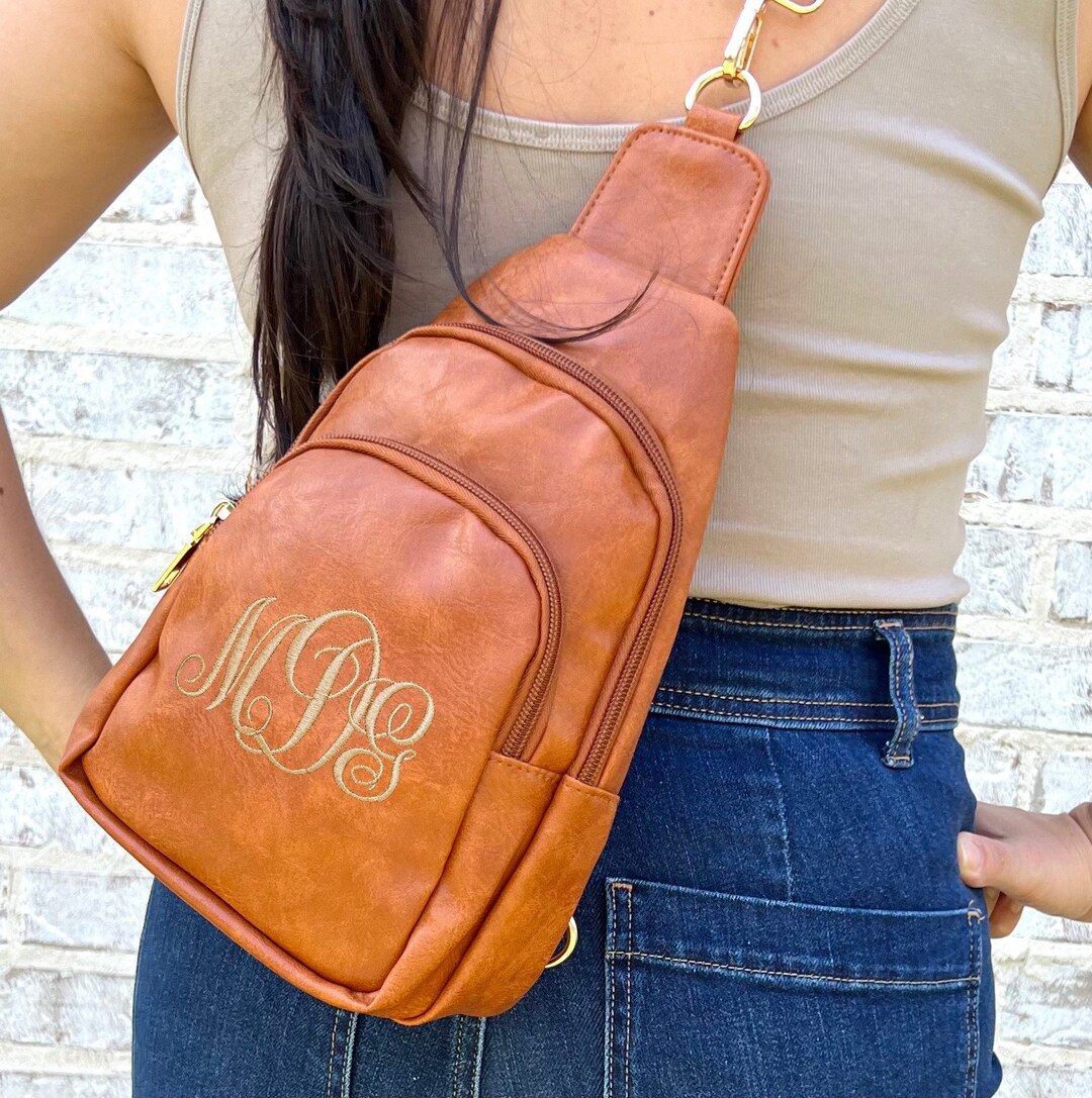 Personalized Sling Bag, Travel Purse Crossbody, Vegan Leather Bag ...