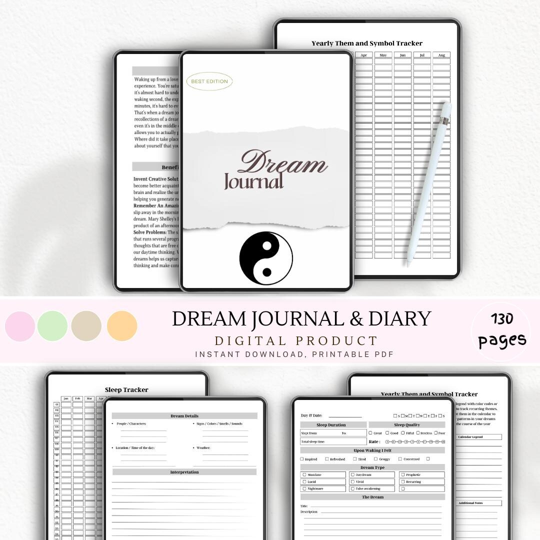 Dream Journal & Diary, Printable Dream Tracker, Sleep Journal, Lucid ...