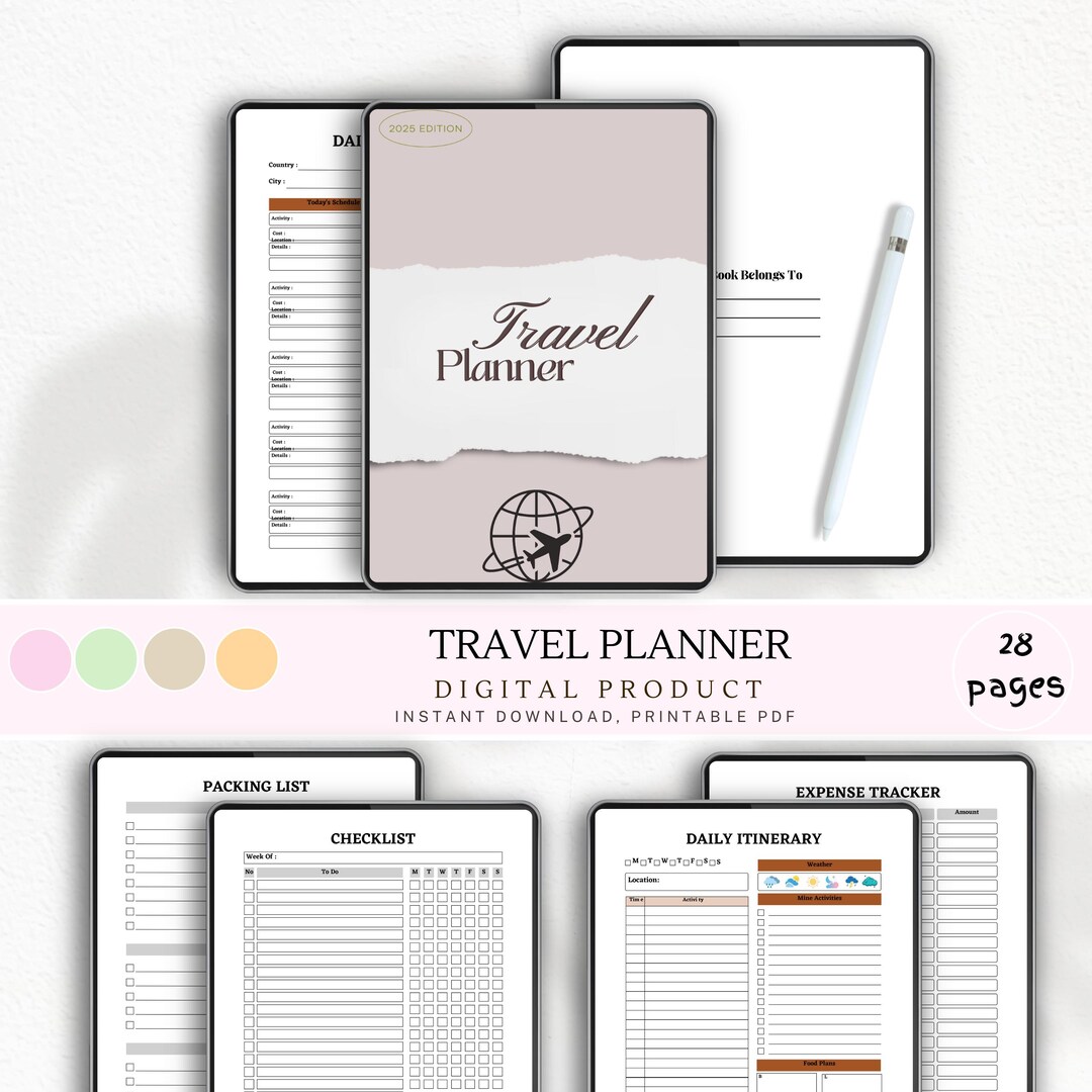 Travel Planner, Printable Vacation Planner, Trip Itinerary Organizer ...