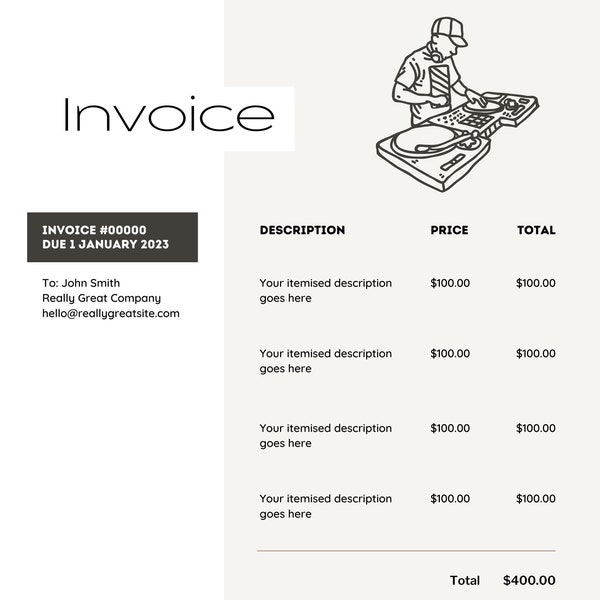 Dj Invoice Template - Etsy