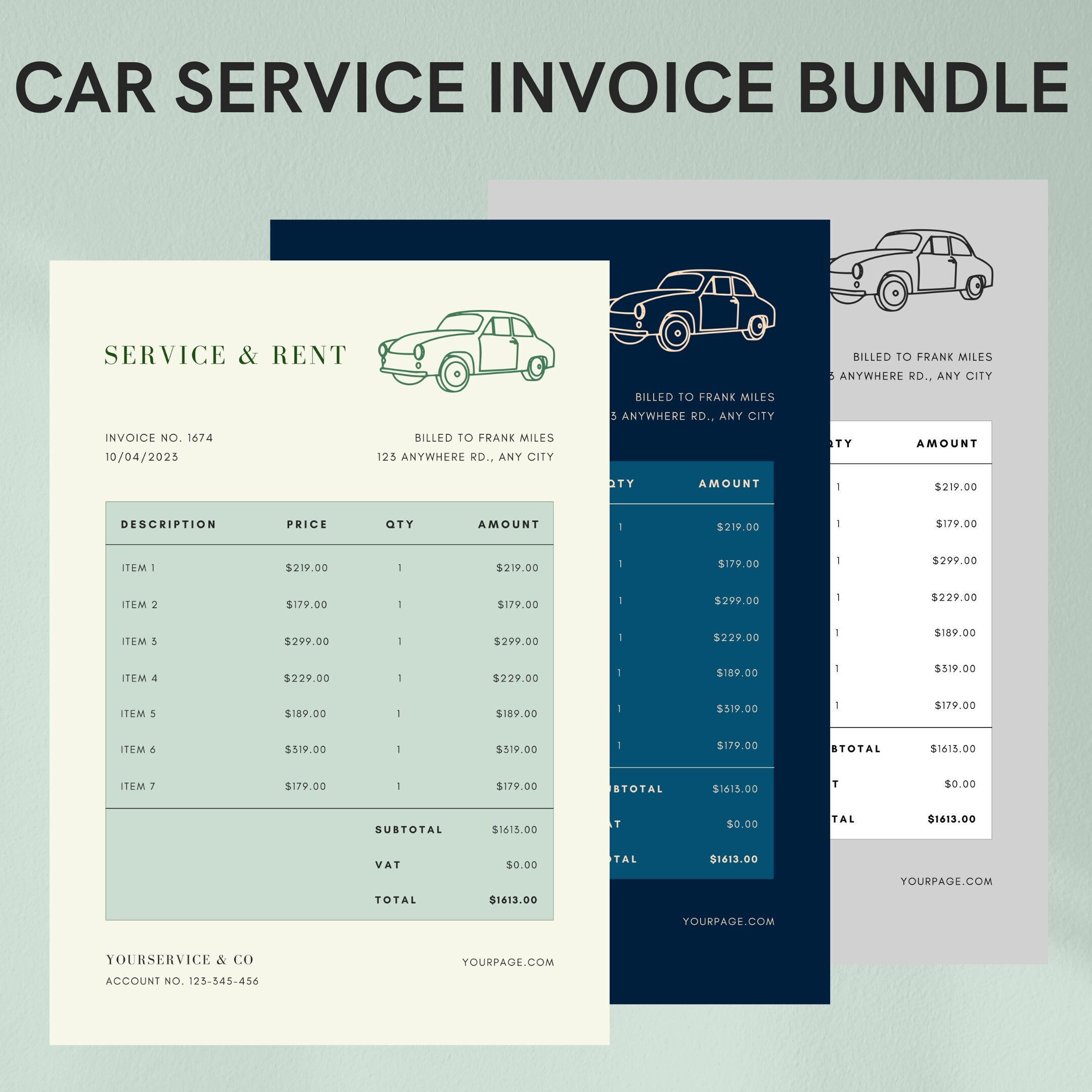 Car Service INVOICE Template Printable PDF - Etsy Car Service INVOICE Template Printable PDF - Etsy