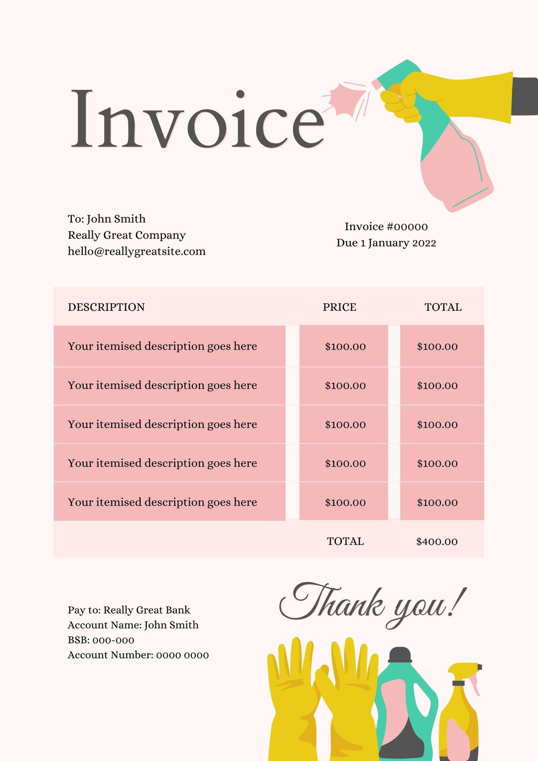 Cleaning Service INVOICE Template PDF - Etsy Cleaning Service INVOICE Template PDF - Etsy