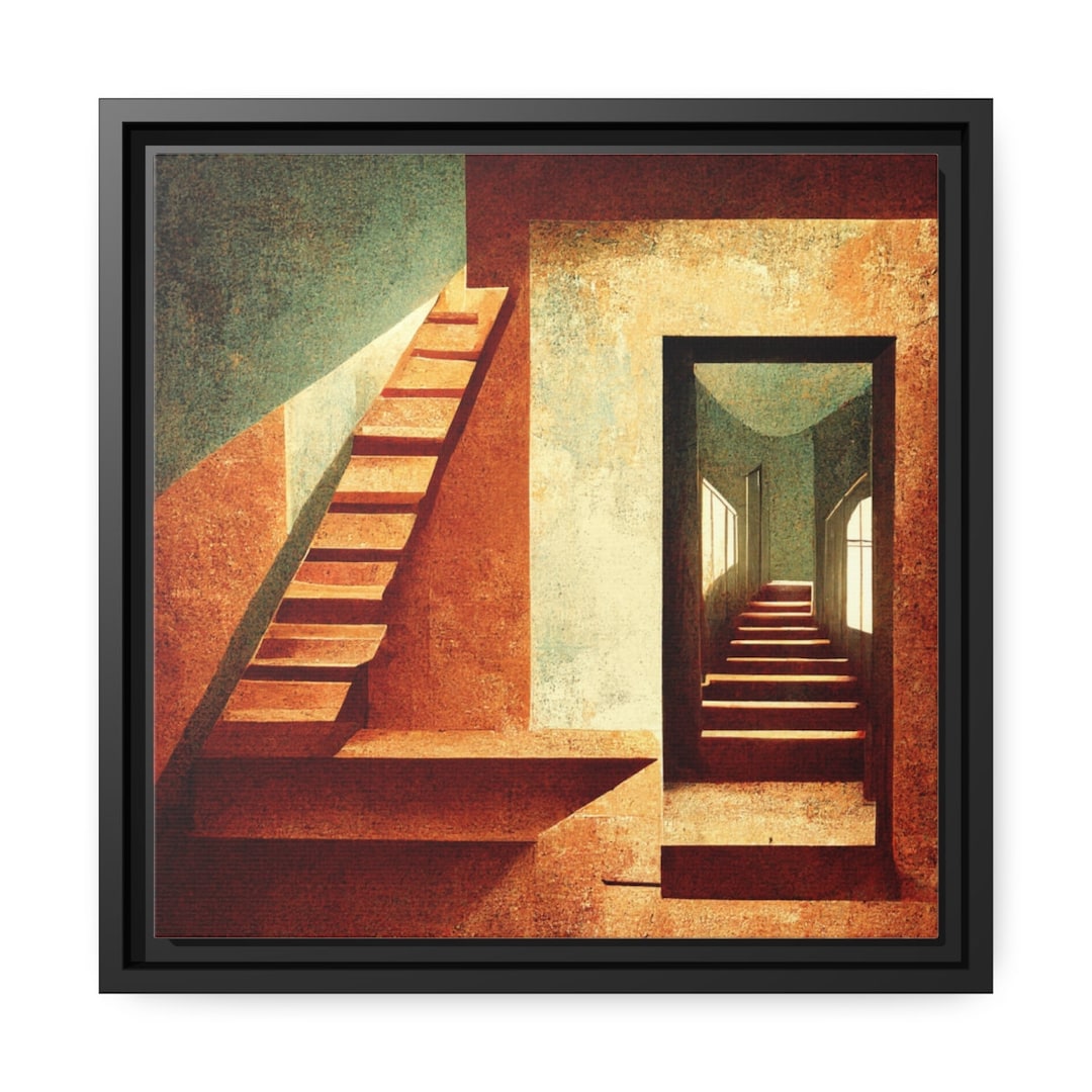 Terracotta Traverse-infinite Staircase, Canvas Print,giclée,sienna ...