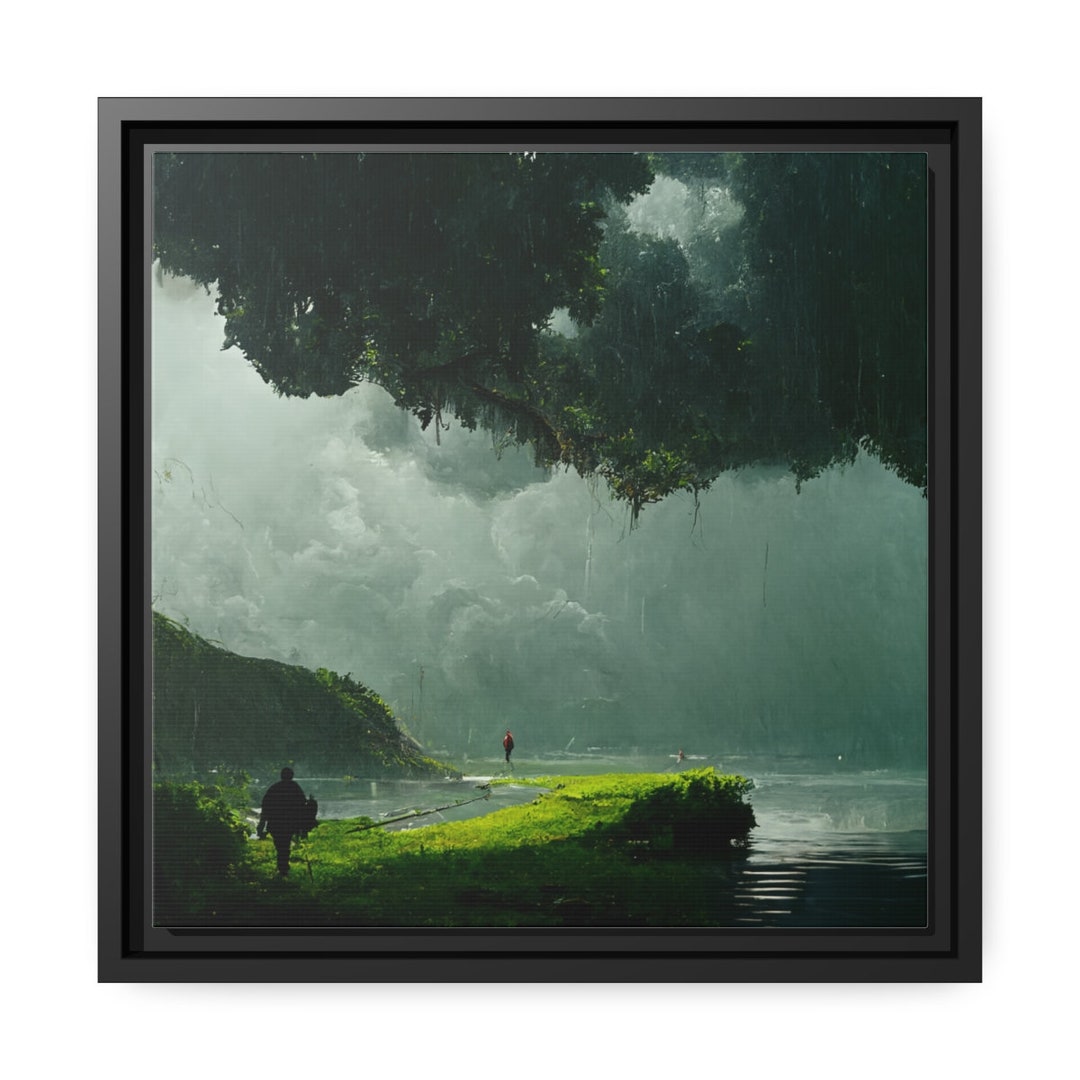 Jungle's Threshold Forest, Storm Canvas, Print, Coastal, Jungle Art ...