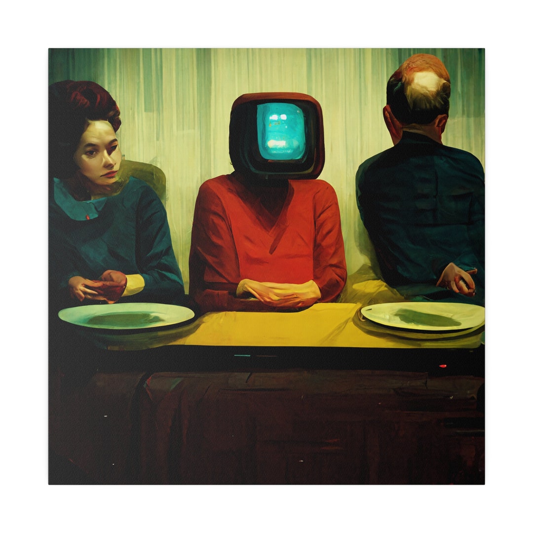 Face Time Supper Surrealist Artprint, Canvas Gallery Wrap, Aesthetic ...