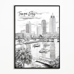 Tampa Bay Minimalist Art Print Tampa Bay Minimalist Art Sketch Florida ...