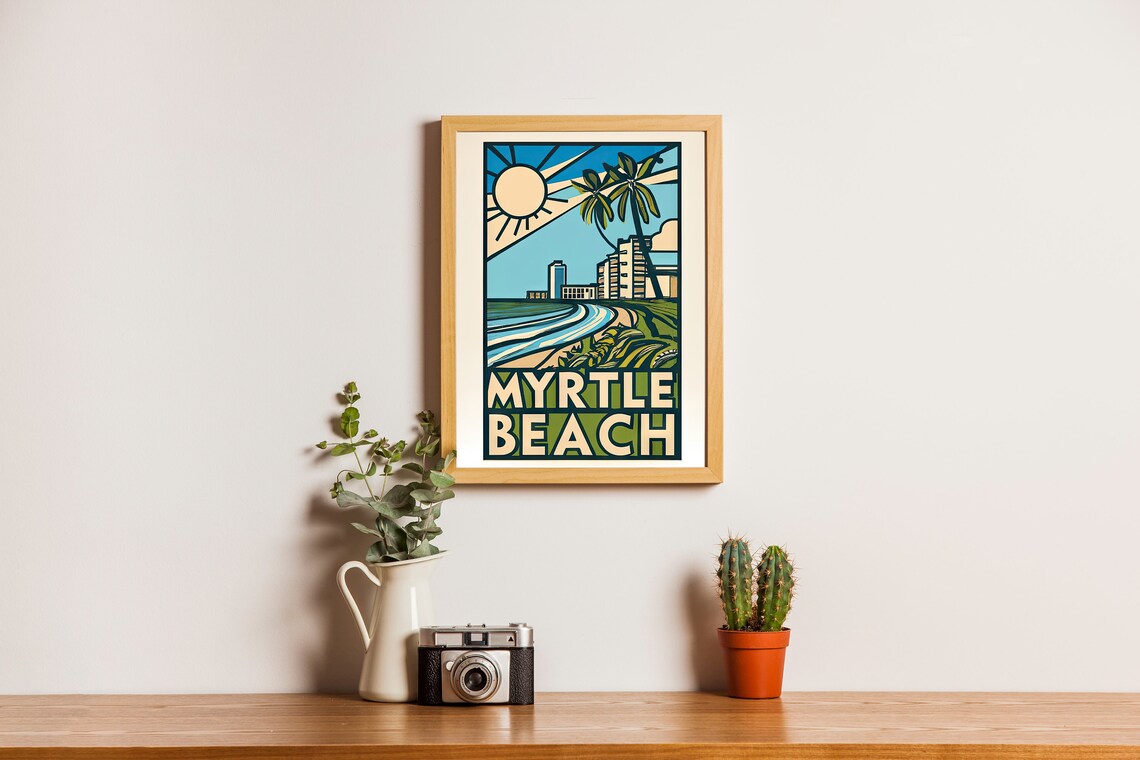 Myrtle Beach Poster Myrtle Beach Art Print Myrtle Beach SC Sketch ...