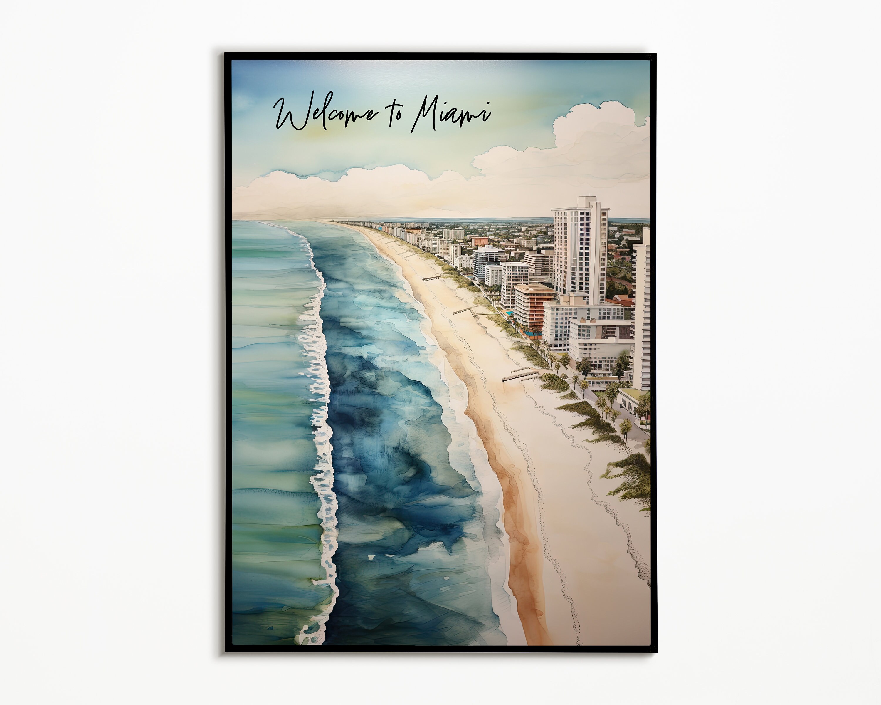 Miami Beach Minimalist Art Print Miami Beach Minimalist Art Sketch ...