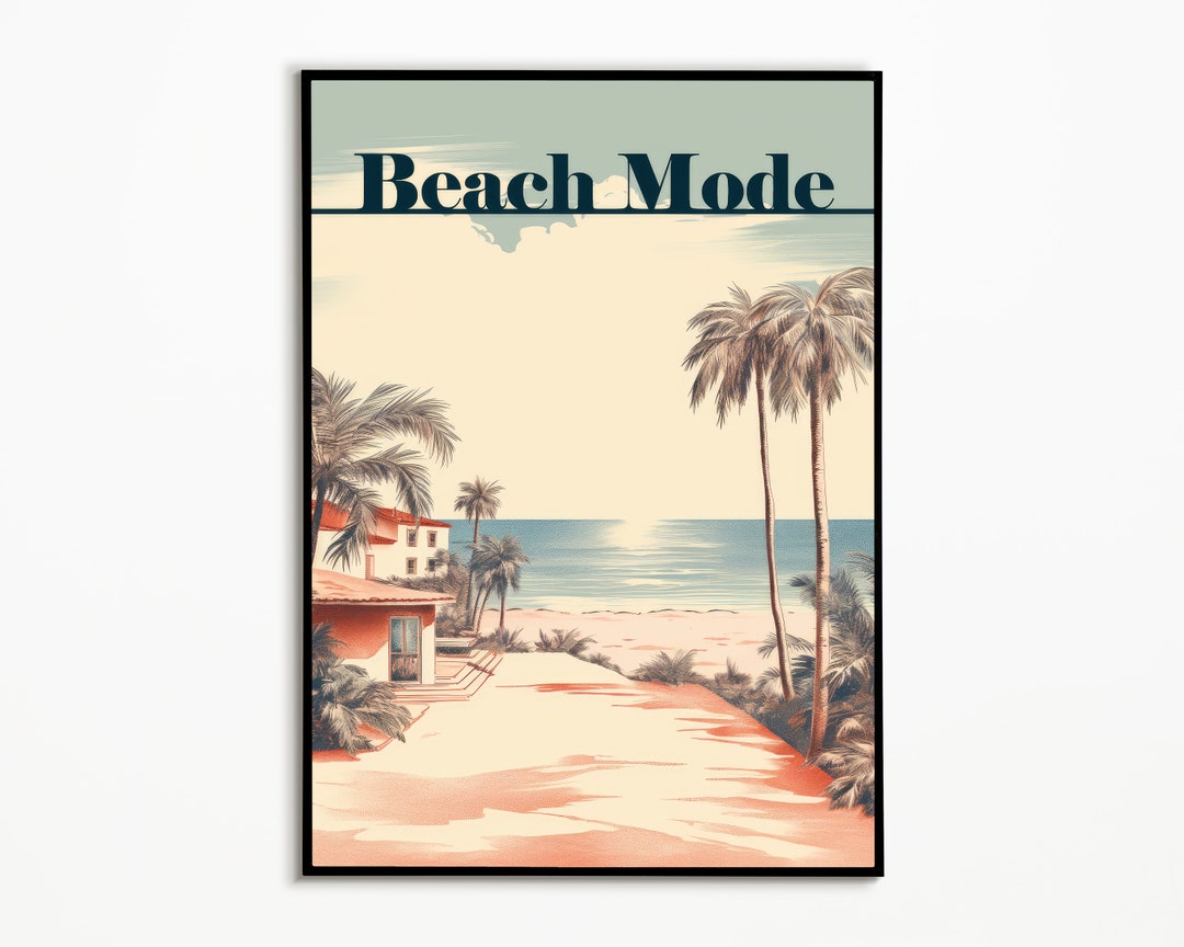 Beach Poster Beach Art Print Beach Vacation Sketch Beach - Etsy