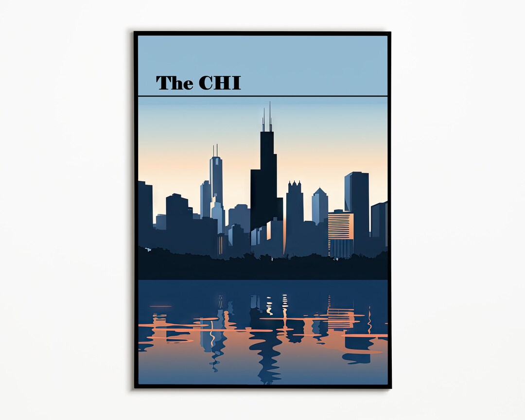Chicago Skyline Wall Art Print Chicago Minimalist Art Sketch Windy City ...