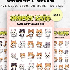 Grumpy Cats A6 Cash Tracker Monthly Savings, Money Savings Challenge ...