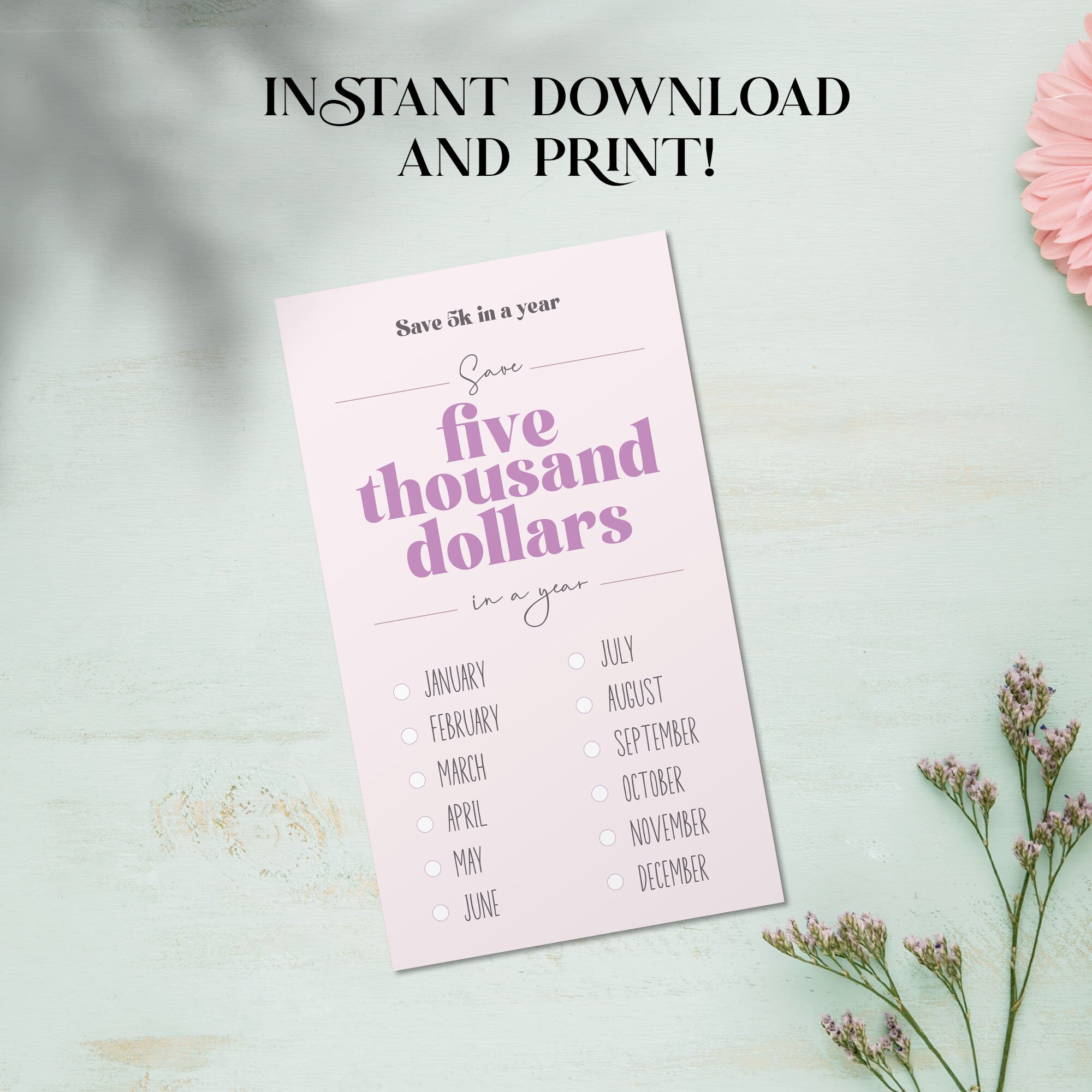 5k Printable Savings Challenge Bundle, Save 5000 a Year, 5k Savings ...