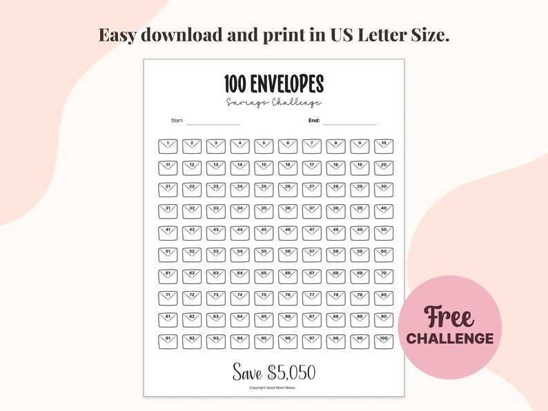 100 Envelope Challenge Set Printable Plant Theme 100 Cash - Etsy