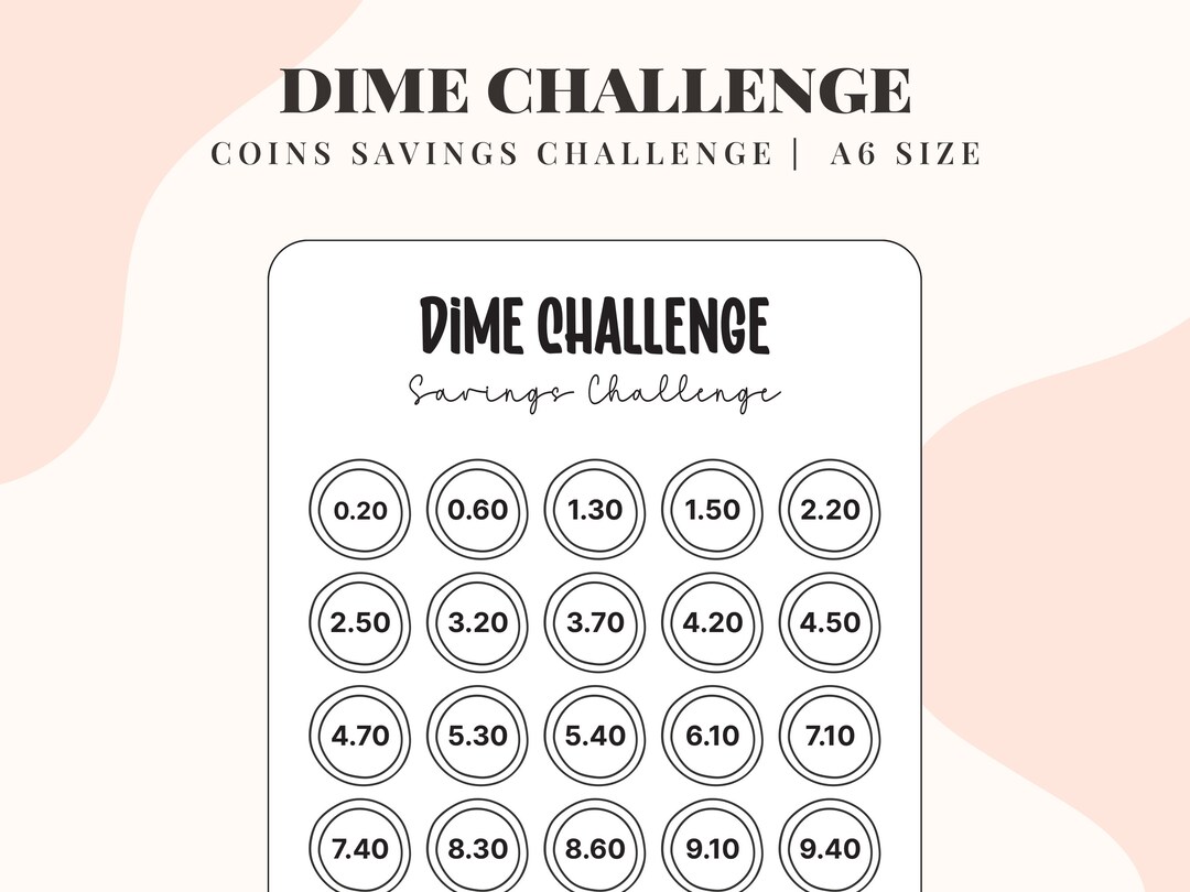 Dime Savings Challenge, Coin Savings Challenge Envelopes, 52 Week ...