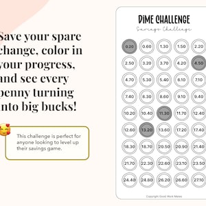 Dime Savings Challenge, Coin Savings Challenge Envelopes, 52 Week ...