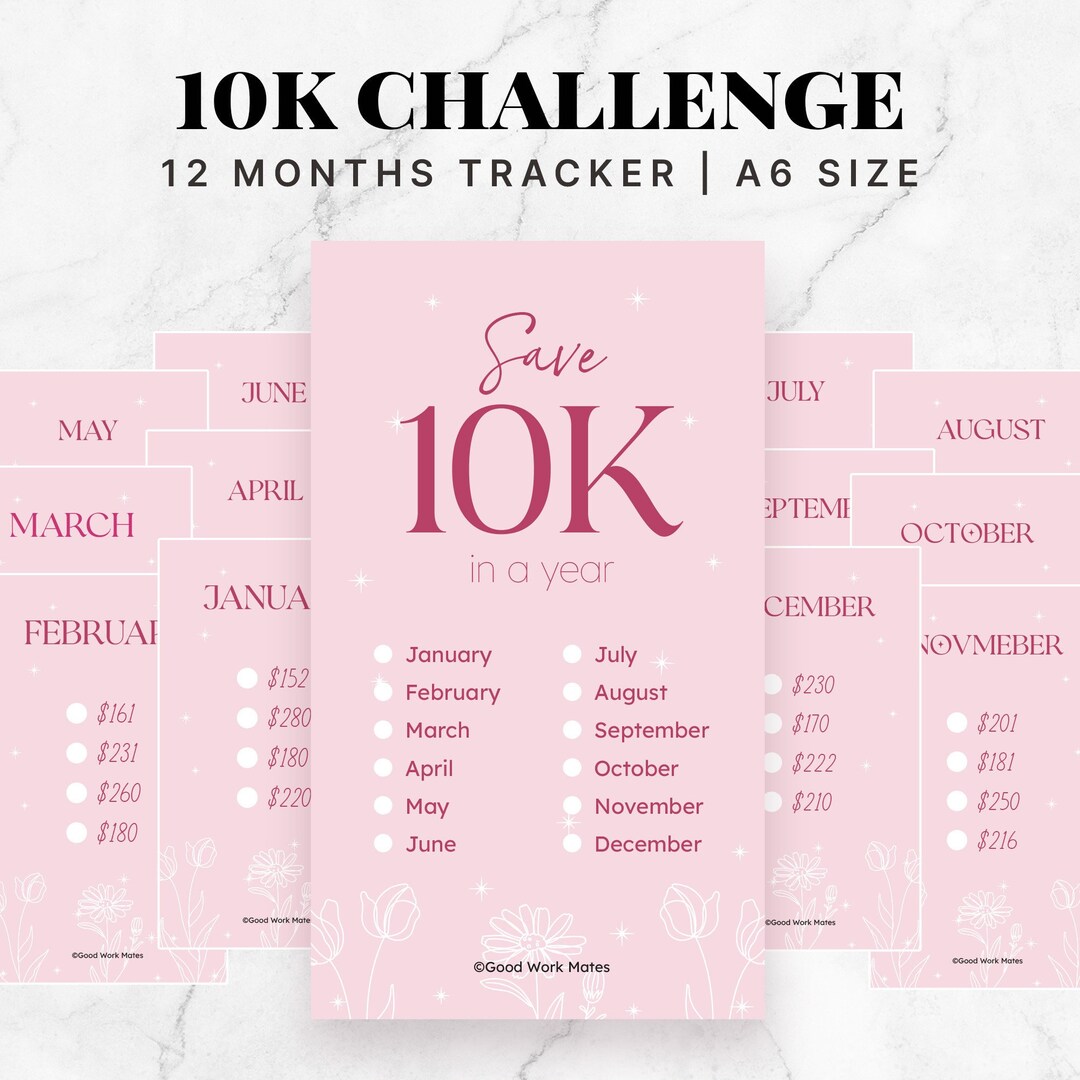 10K Budget Savings Challenges, Save 10000 a Year, 10k Savings Challenge ...