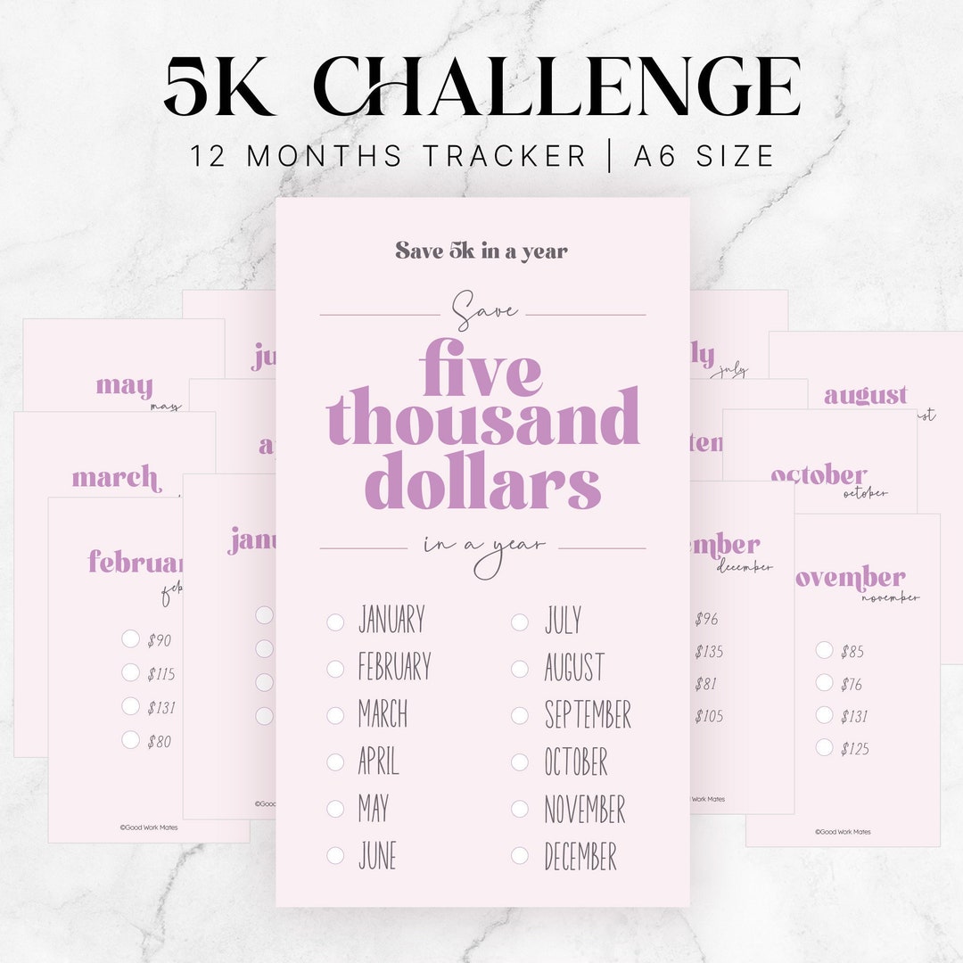 5k Printable Savings Challenge Bundle, Save 5000 a Year, 5k Savings ...