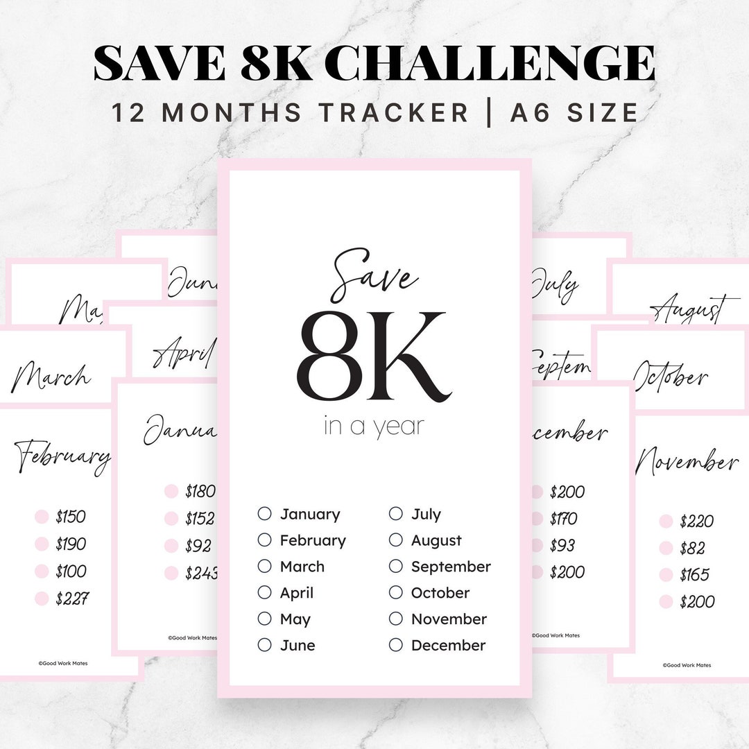 8K Budget Savings Challenges, Save 8000 a Year, 8k Savings Challenge ...
