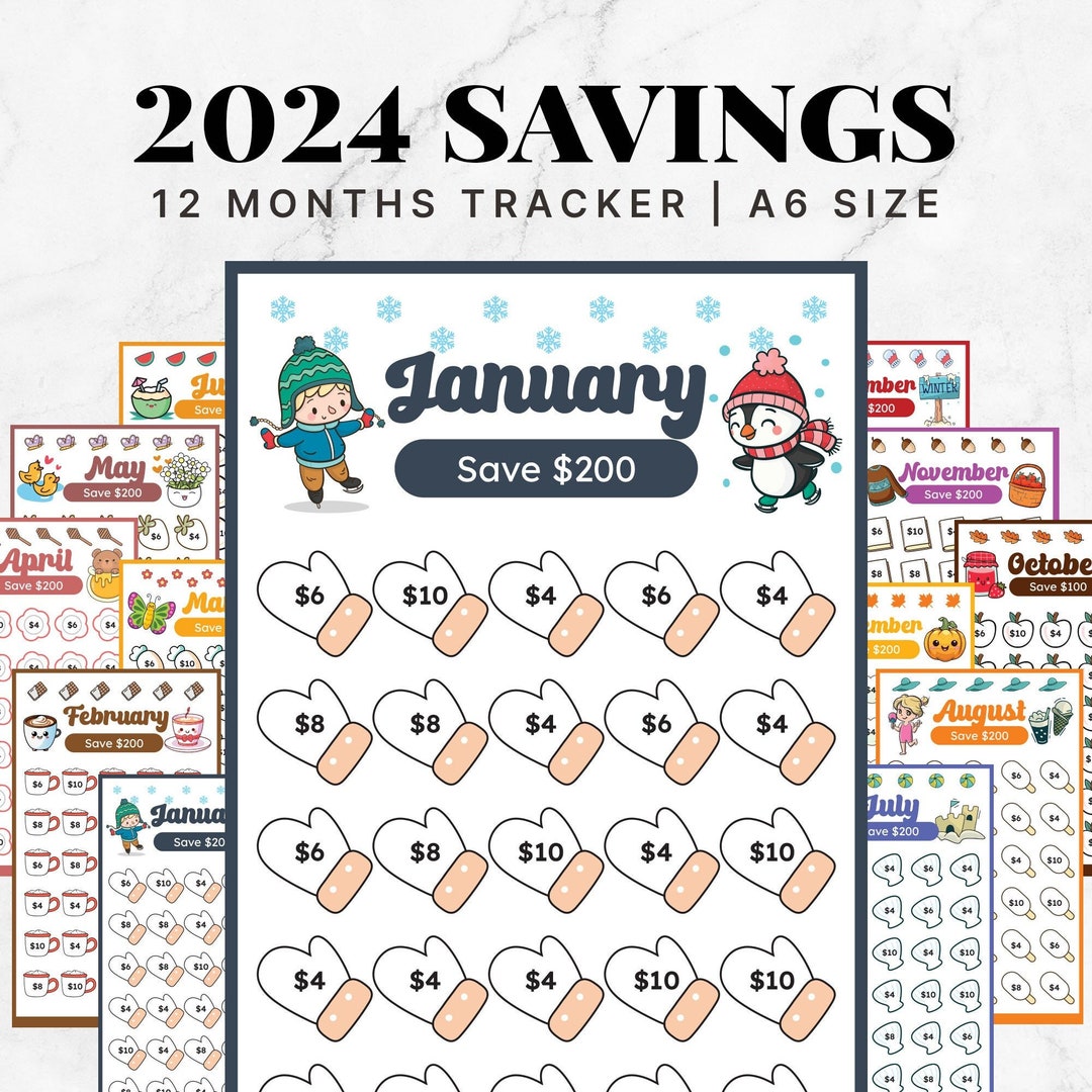 2024 Beginner Monthly Savings Challenge, Money Saving Challenge, Cash ...