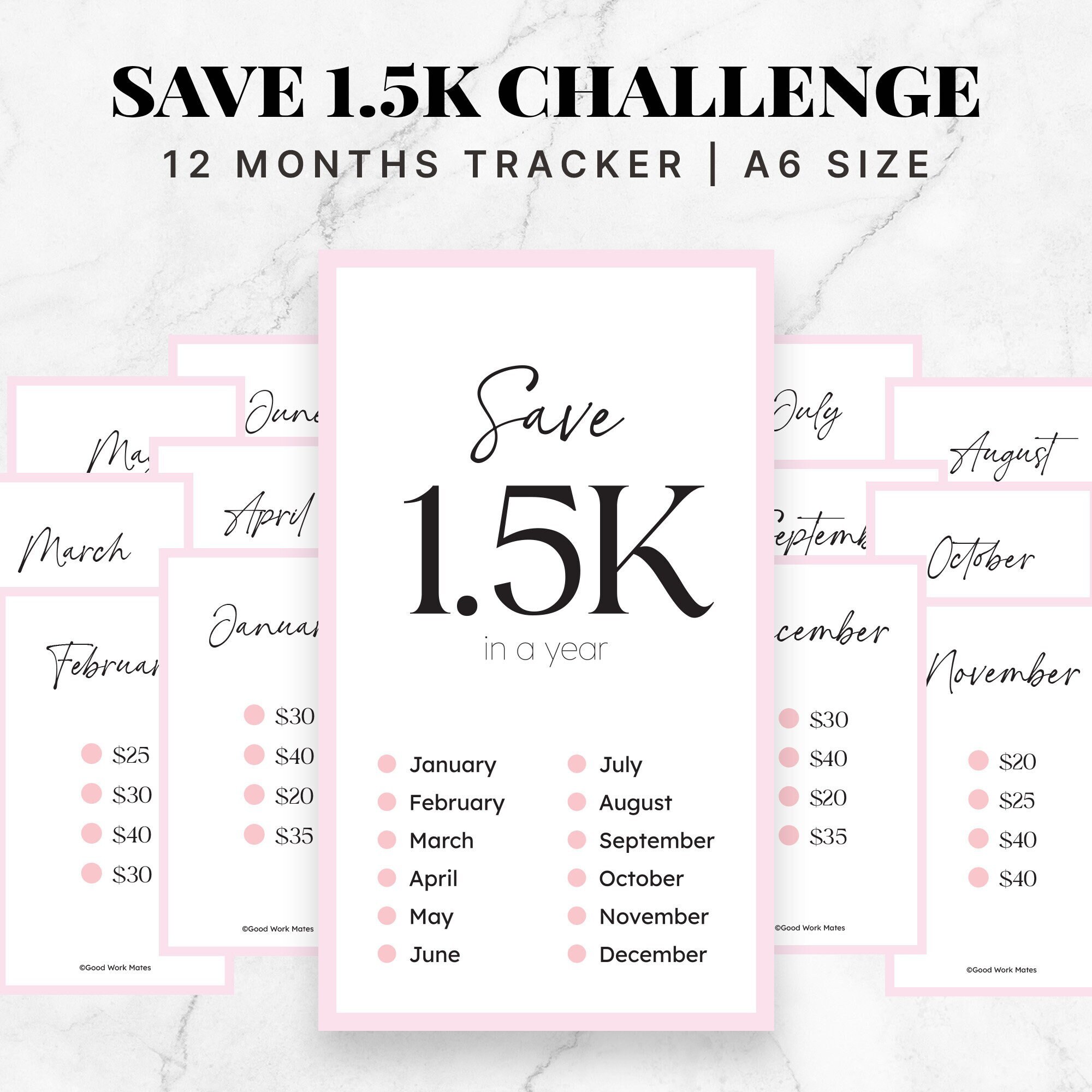 1.5K Budget Savings Challenge, Save 1500 a Year, 1.5k Savings Challenge Budget, 1500 Dollars ...