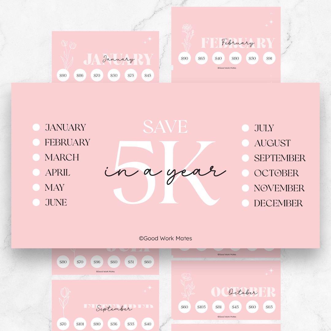 5K Budget Savings Challenges, Save 5000 a Year, 5k Savings Challenge ...