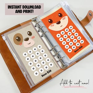 A6 Cute Kawaii Full Face Animals Saving Challenge, Money Savings ...
