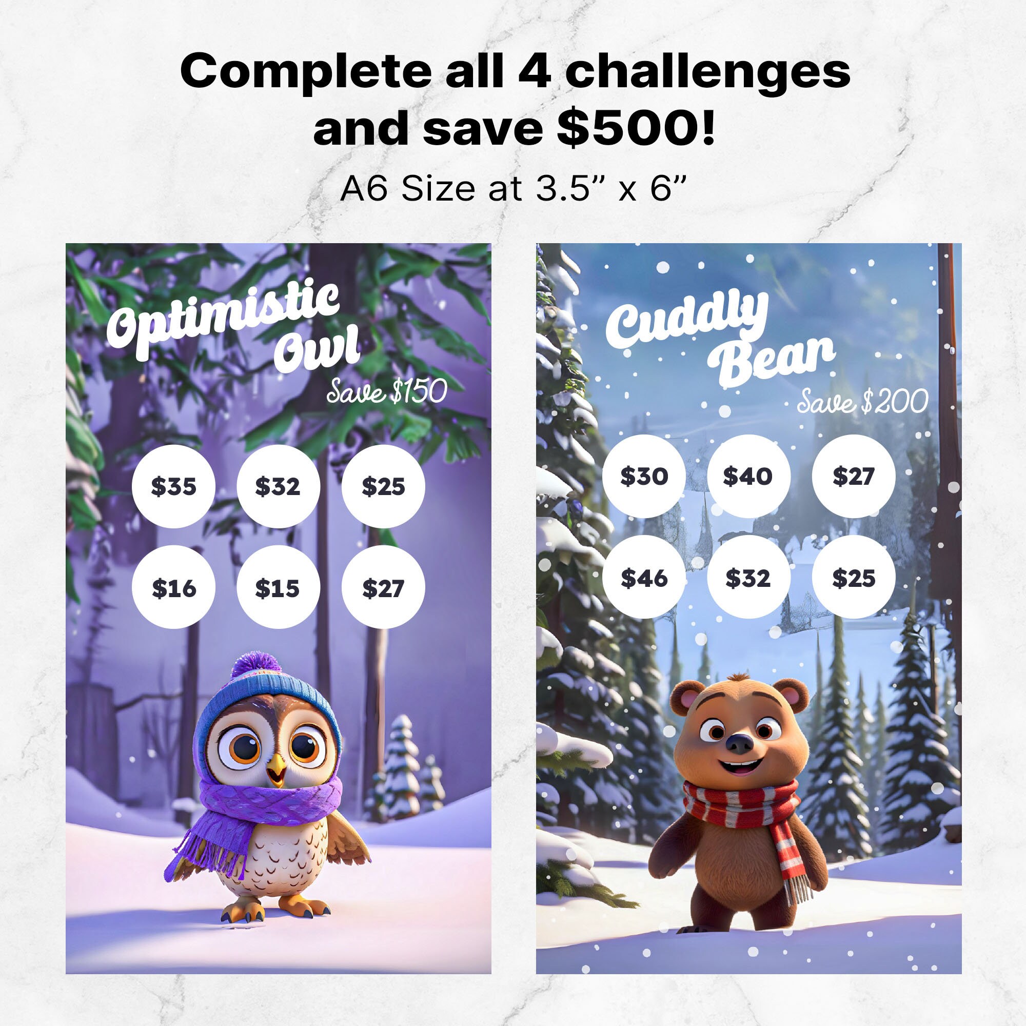 A6 Winter Cash Tracker Monthly Savings, Money Savings Challenge, Cash ...