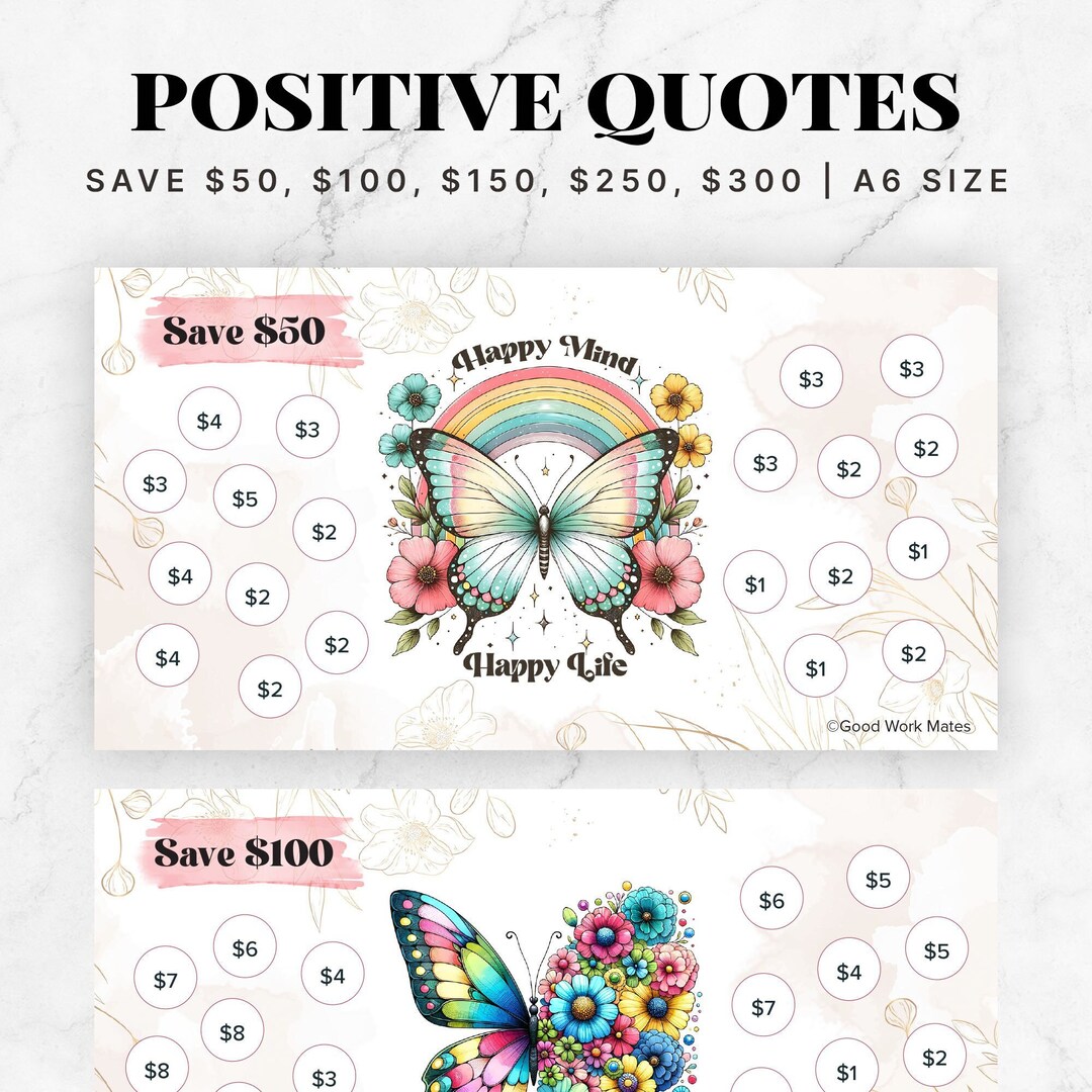 A6 Positive Quotes Low Income Savings Challenge, Money Savings ...