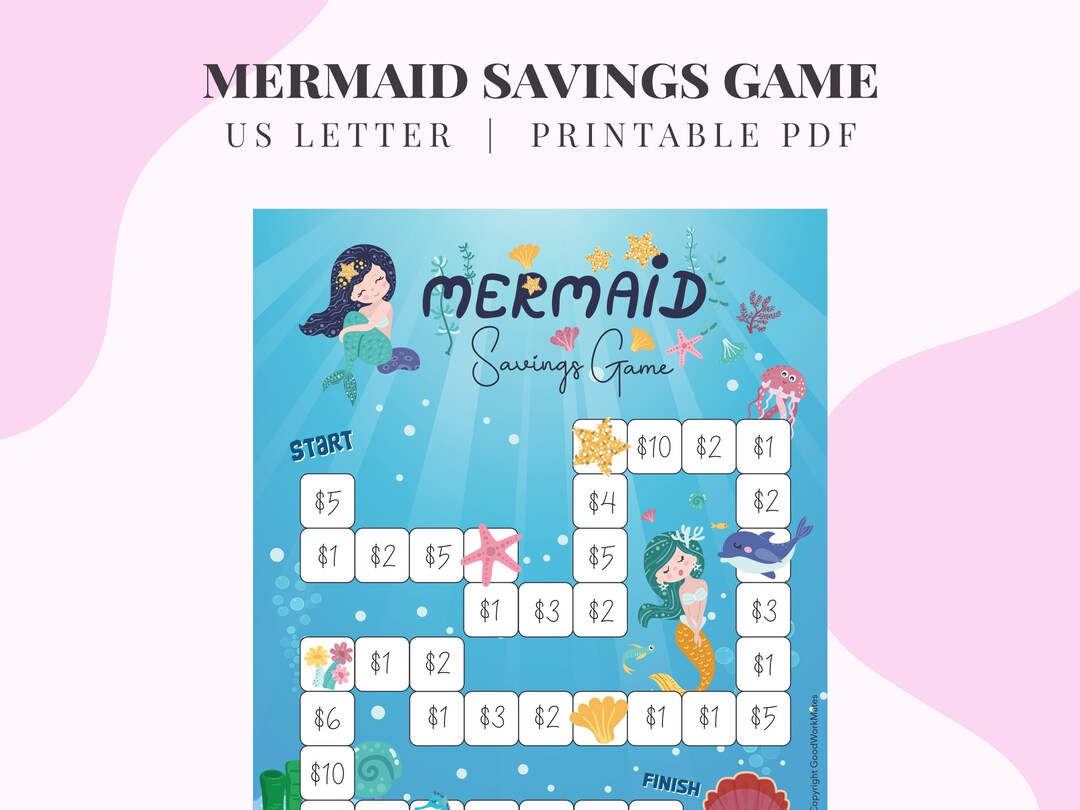 Mermaid Savings Challenge, 26 Week Saving Challenges, 52 Week Savings ...