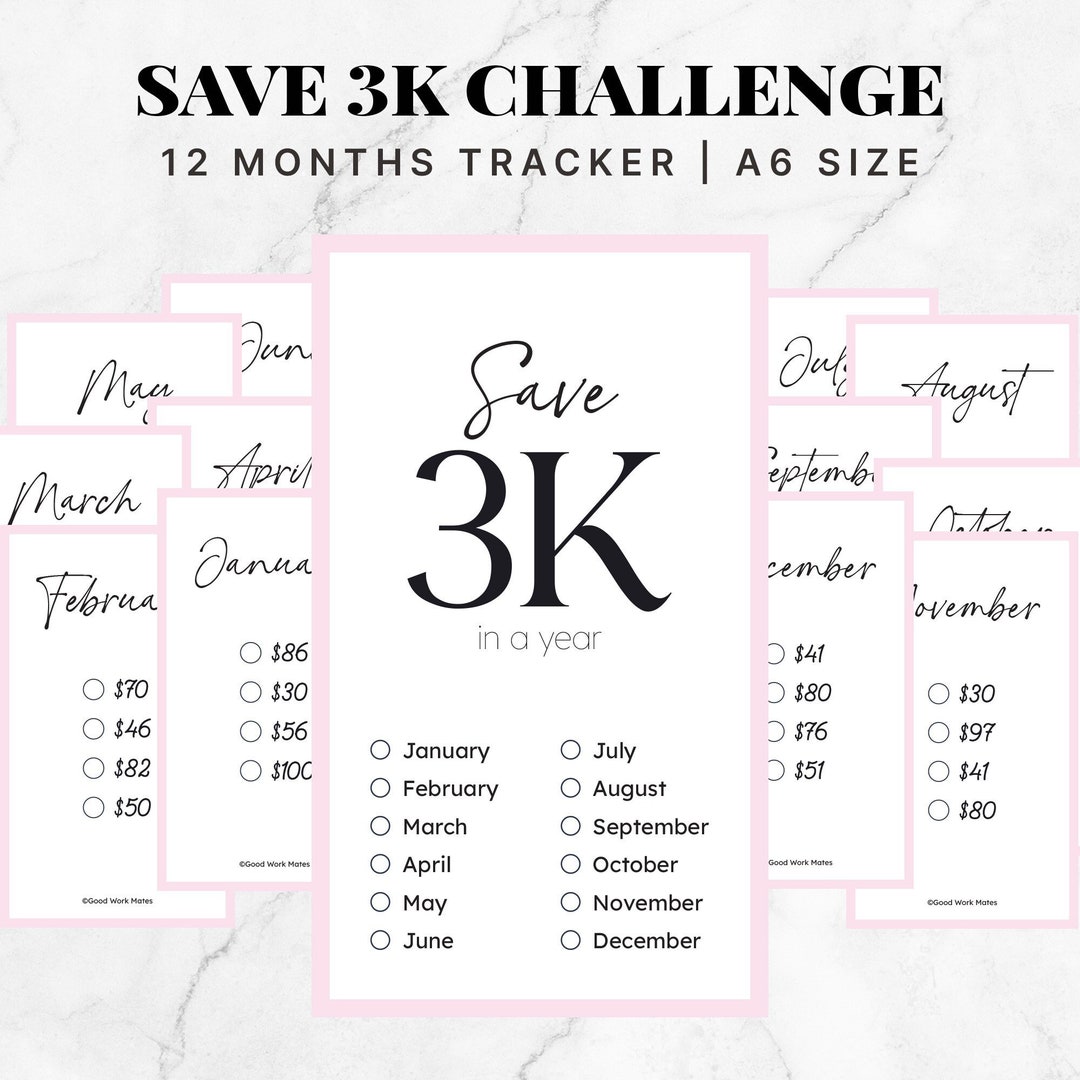 3K Budget Savings Challenges, Save 3000 a Year, 3k Savings Challenge ...