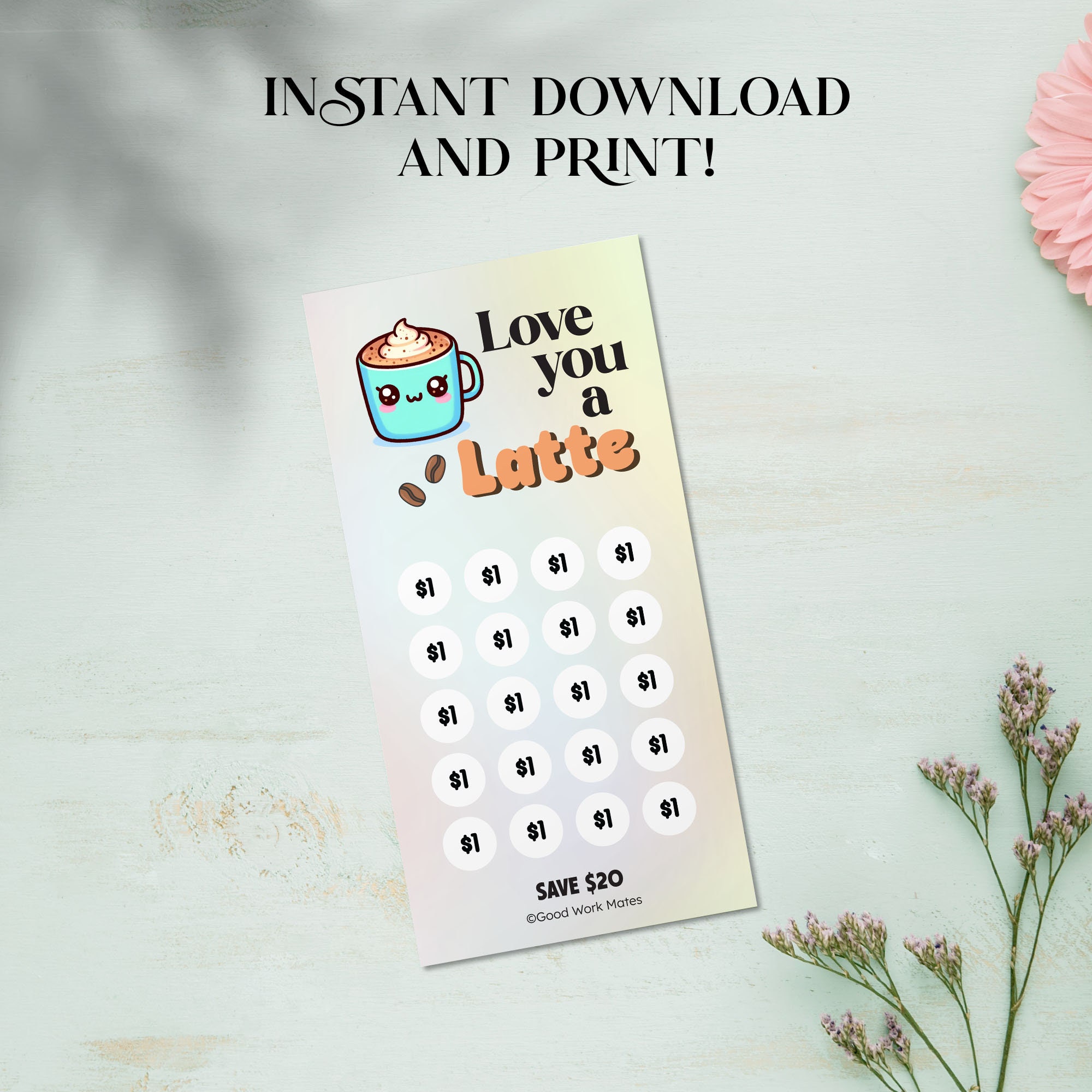 A6 Cute Kawaii Coffee Mini Savings Challenge, Money Savings Challenge ...