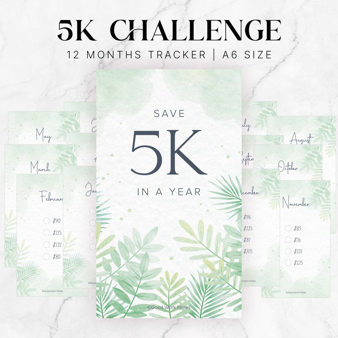 5K Budget Savings Challenges, Save 5000 a Year, 5k Savings Challenge ...