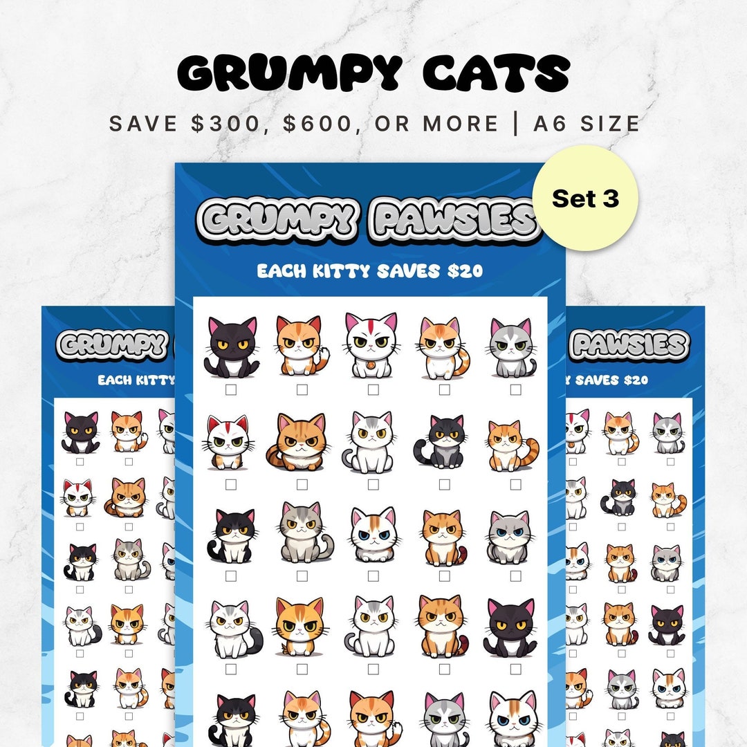 Grumpy Cats A6 Cash Tracker Monthly Savings, Money Savings Challenge ...