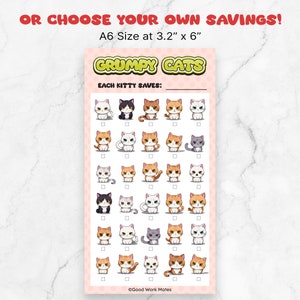 Grumpy Cats A6 Printable Savings Challenge, Money Savings Challenge ...