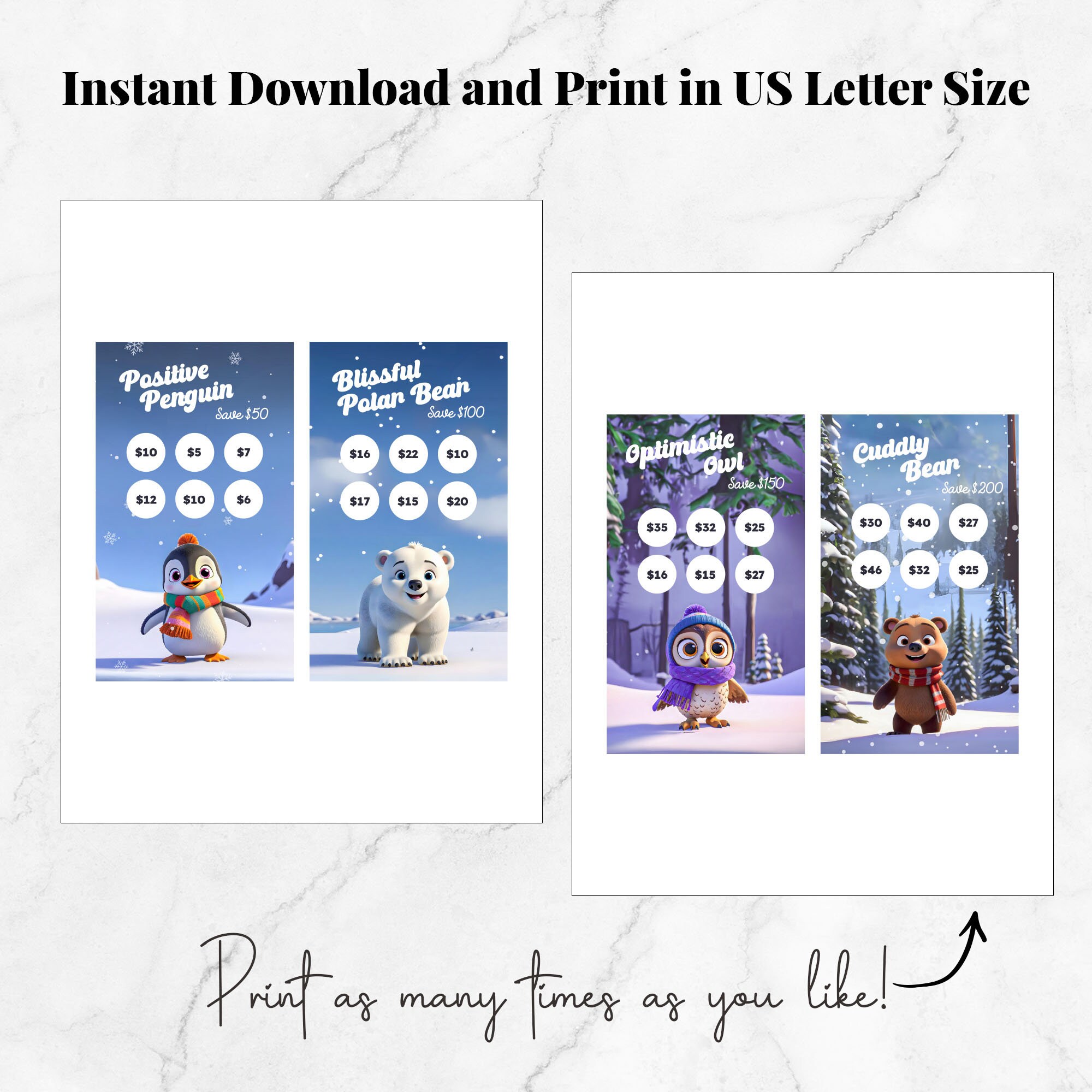 A6 Winter Cash Tracker Monthly Savings, Money Savings Challenge, Cash ...