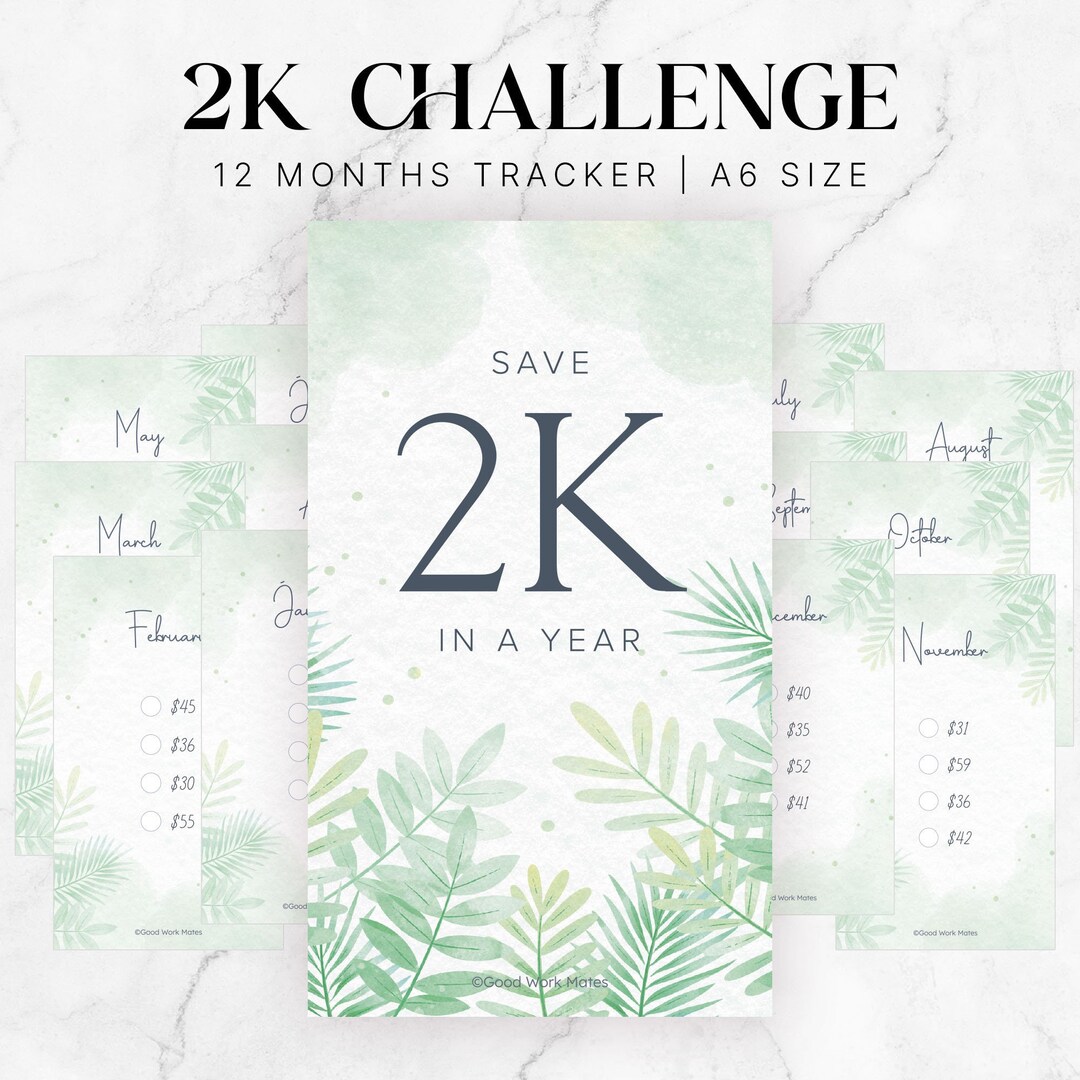 2k Printable Savings Challenge Bundle, Save 2000 a Year, 2k Savings ...