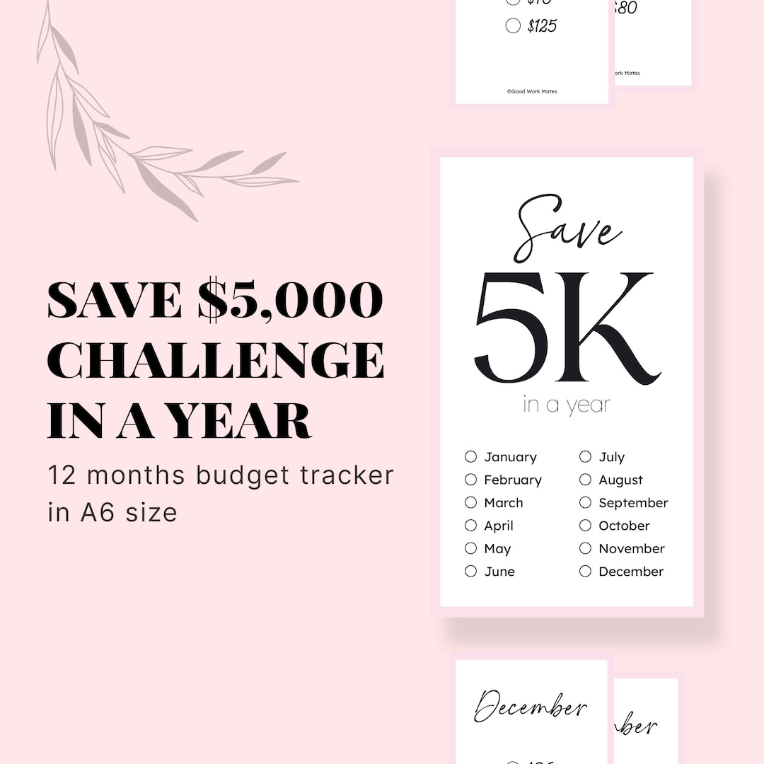 5k Printable Savings Challenge Bundle, Save 5000 a Year, 5k Savings ...