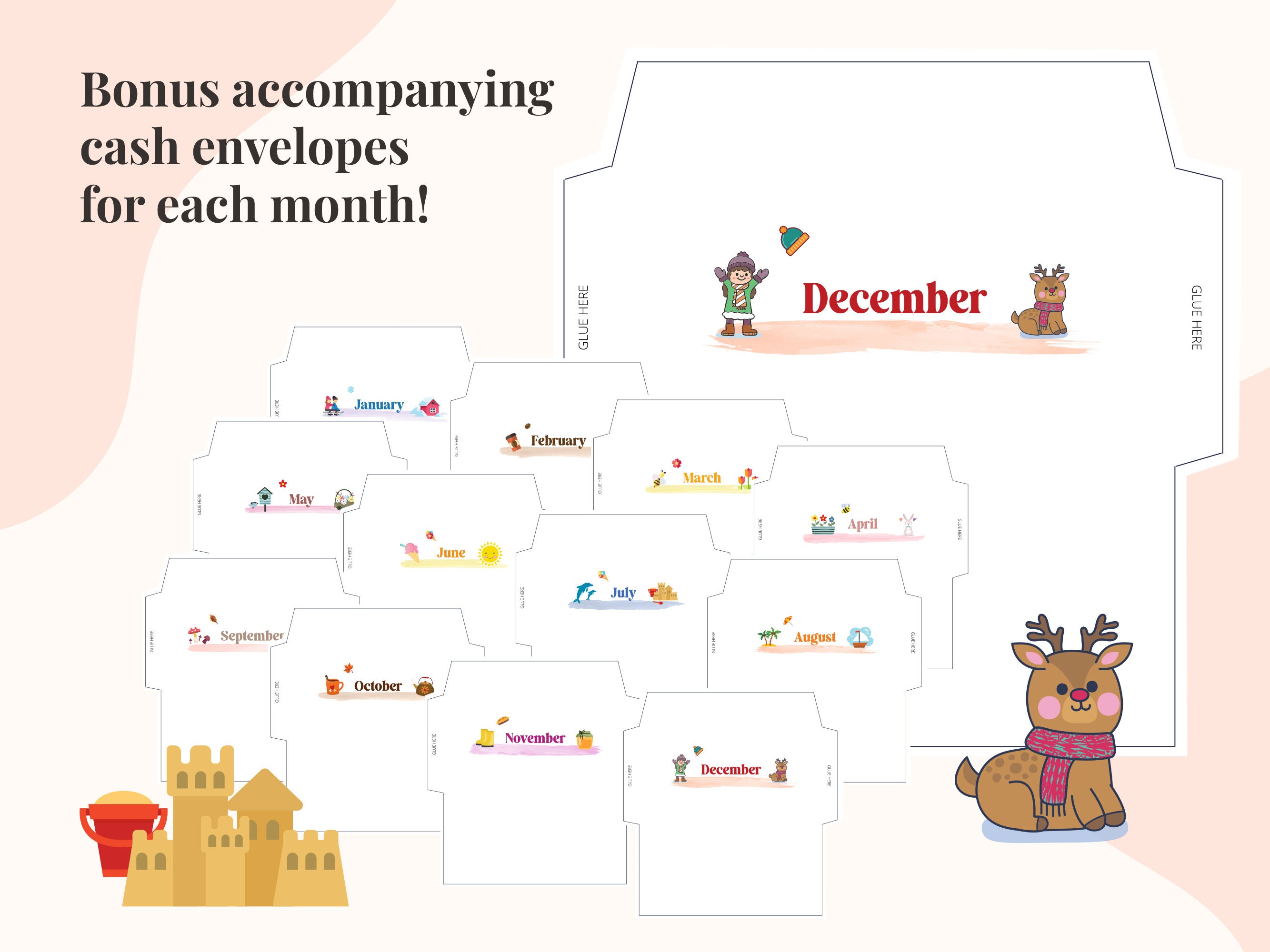 12 Month Savings Challenge Bundle Monthly Savings Challenge - Etsy