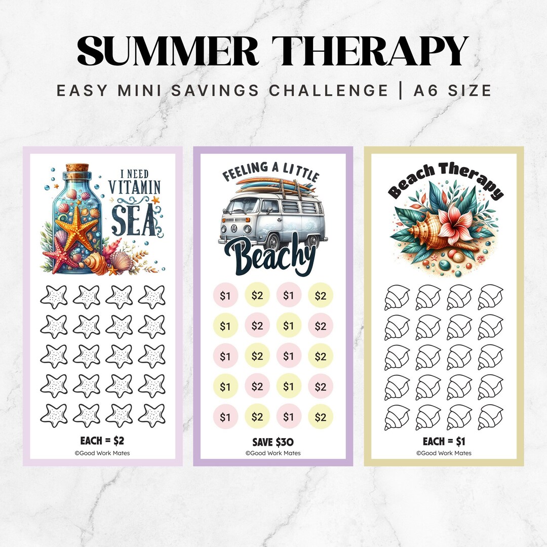 A6 Summer Beach Vibes Mini Savings Challenge, Money Savings Challenge ...