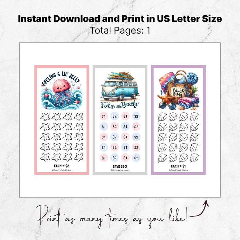 A6 Summer Beach Vibes Mini Savings Challenge, Money Savings Challenge ...