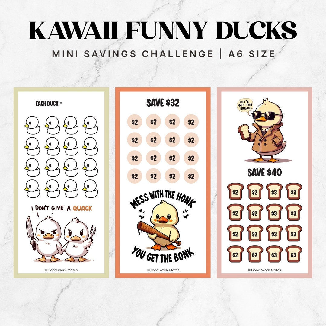 A6 Kawaii Funny Ducks Mini Savings Challenge, Money Savings Challenge ...
