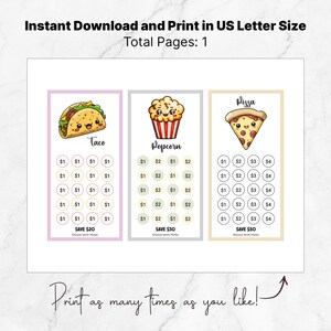 A6 Cute Kawaii Food Mini Savings Challenge, Money Savings Challenge, A6 ...