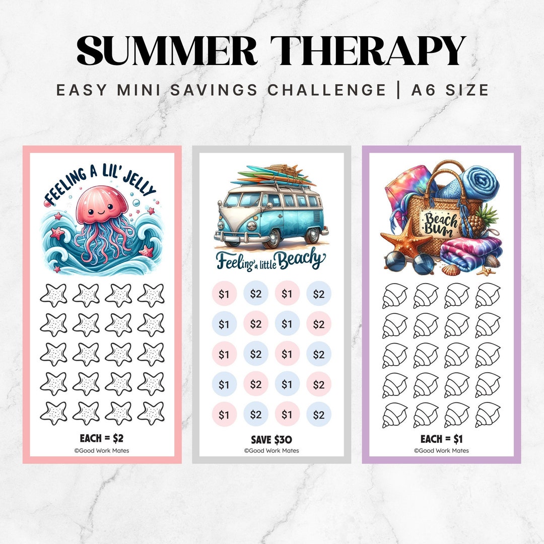 A6 Summer Beach Vibes Mini Savings Challenge, Money Savings Challenge ...