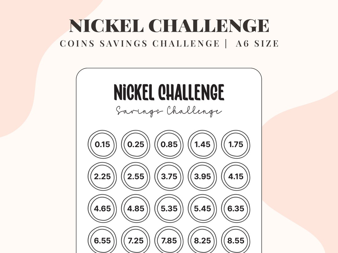 Nickel Savings Challenge Coin Savings Challenge Envelopes 52 - Etsy