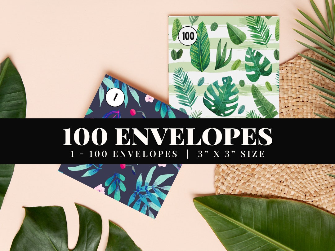 100 Envelope Challenge Set Printable Plant Theme, 100 Cash Envelope Box ...