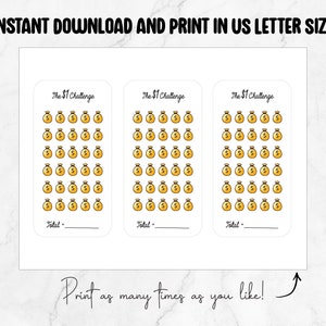 1 Dollar Savings Challenge, Coin Saving Challenge Envelope, 52 Week ...