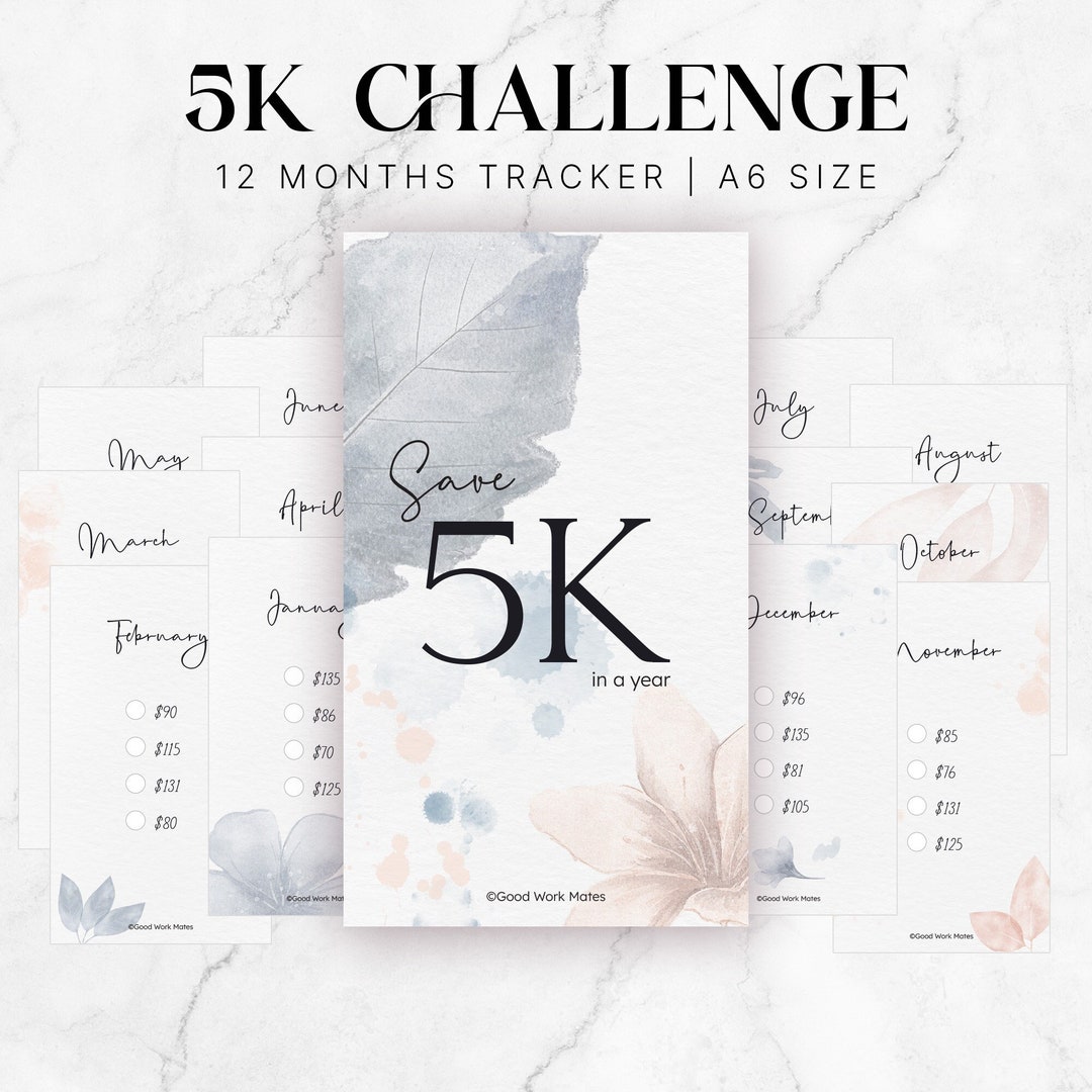 5K Budget Savings Challenges, Save 5000 a Year, 5k Savings Challenge ...