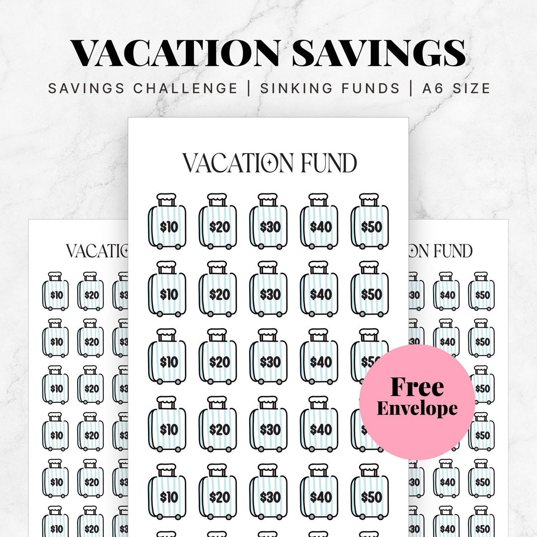 Vacation Fund Savings Challenge, 52 Week Savings Challenge, Sinking ...