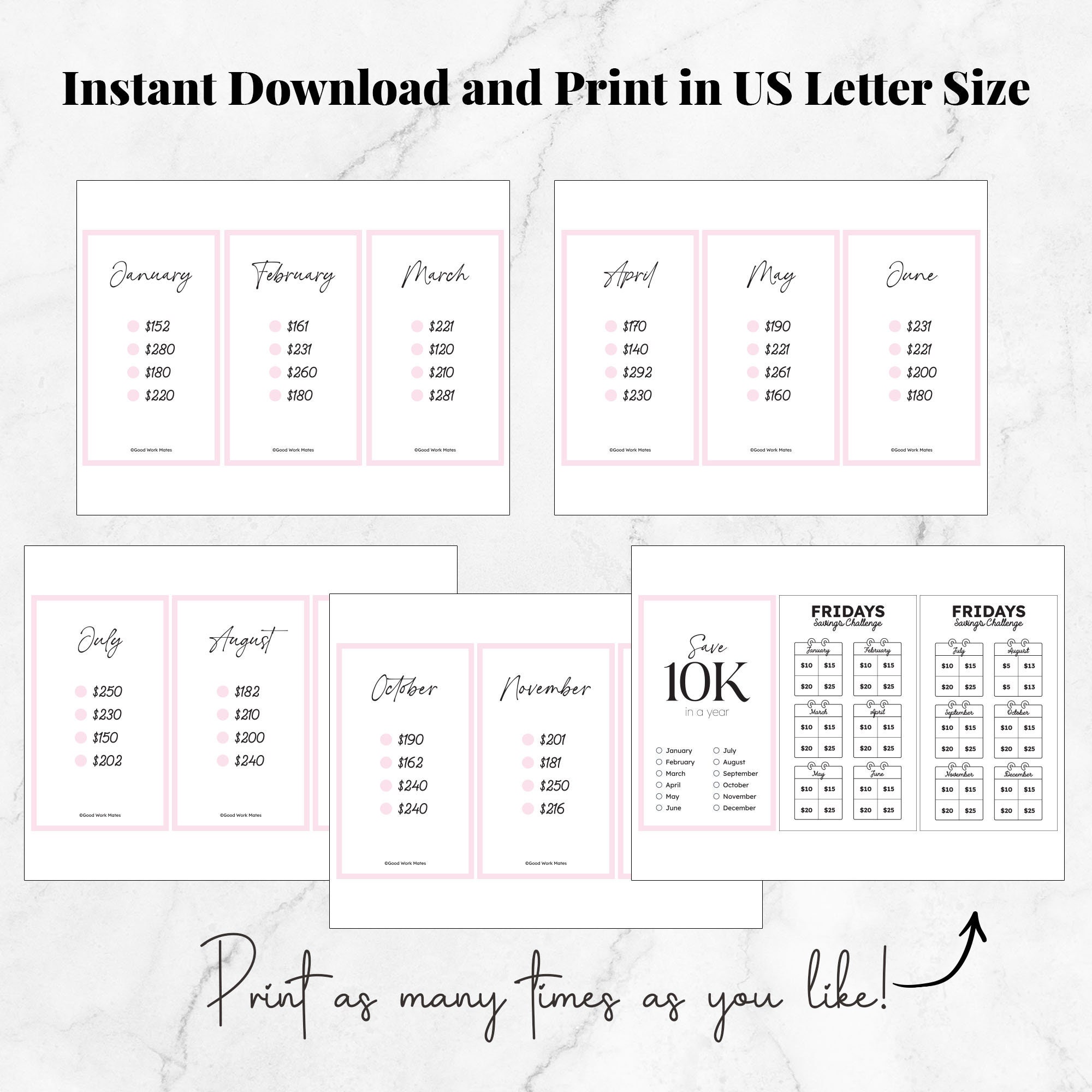 10k Printable Savings Challenge Bundle, Save 10000 a Year, 10k Savings ...